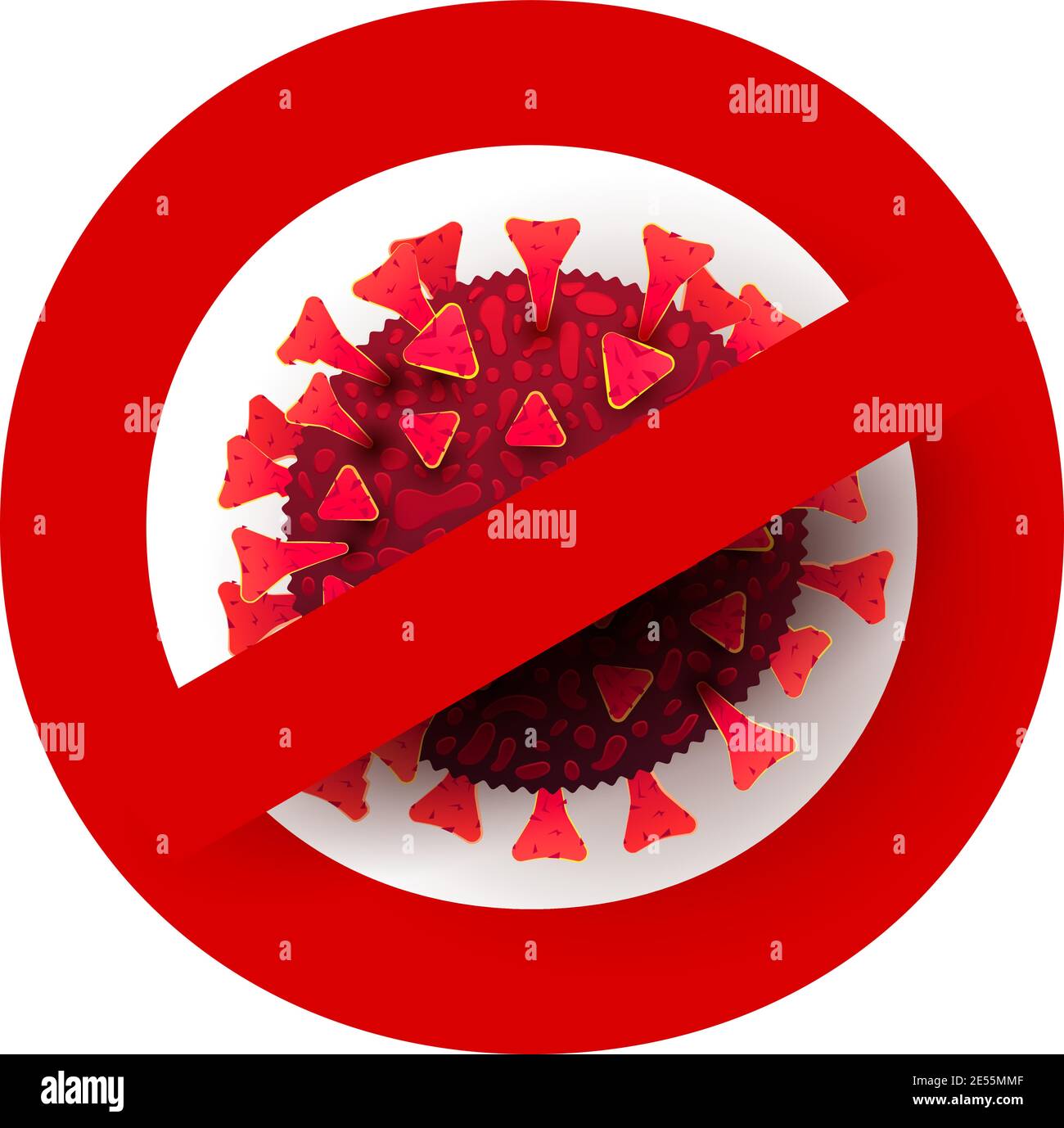 Coronavirus ist mit rotem STOPPSCHILD durchgestrichen. World Pandemie ...
