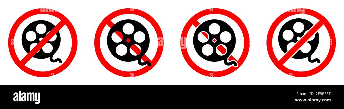 Filmwiedergabe ist verboten. Symbol für Filmverbot. Kino ist verboten ... Filmwiedergabe ist verboten. Symbol für Filmverbot. Kino ist verboten ...