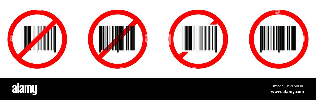 Barcode-Ban-Symbol. Barcode ist verboten. Rotes Rundschild mit Barcode ... Barcode-Ban-Symbol. Barcode ist verboten. Rotes Rundschild mit Barcode ...