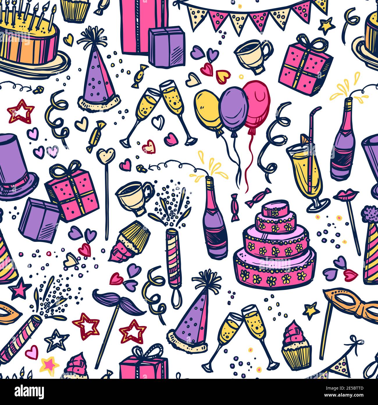 Geburtstag Feier Party Zeit Attribute Symbole und Zubehör bunte ...