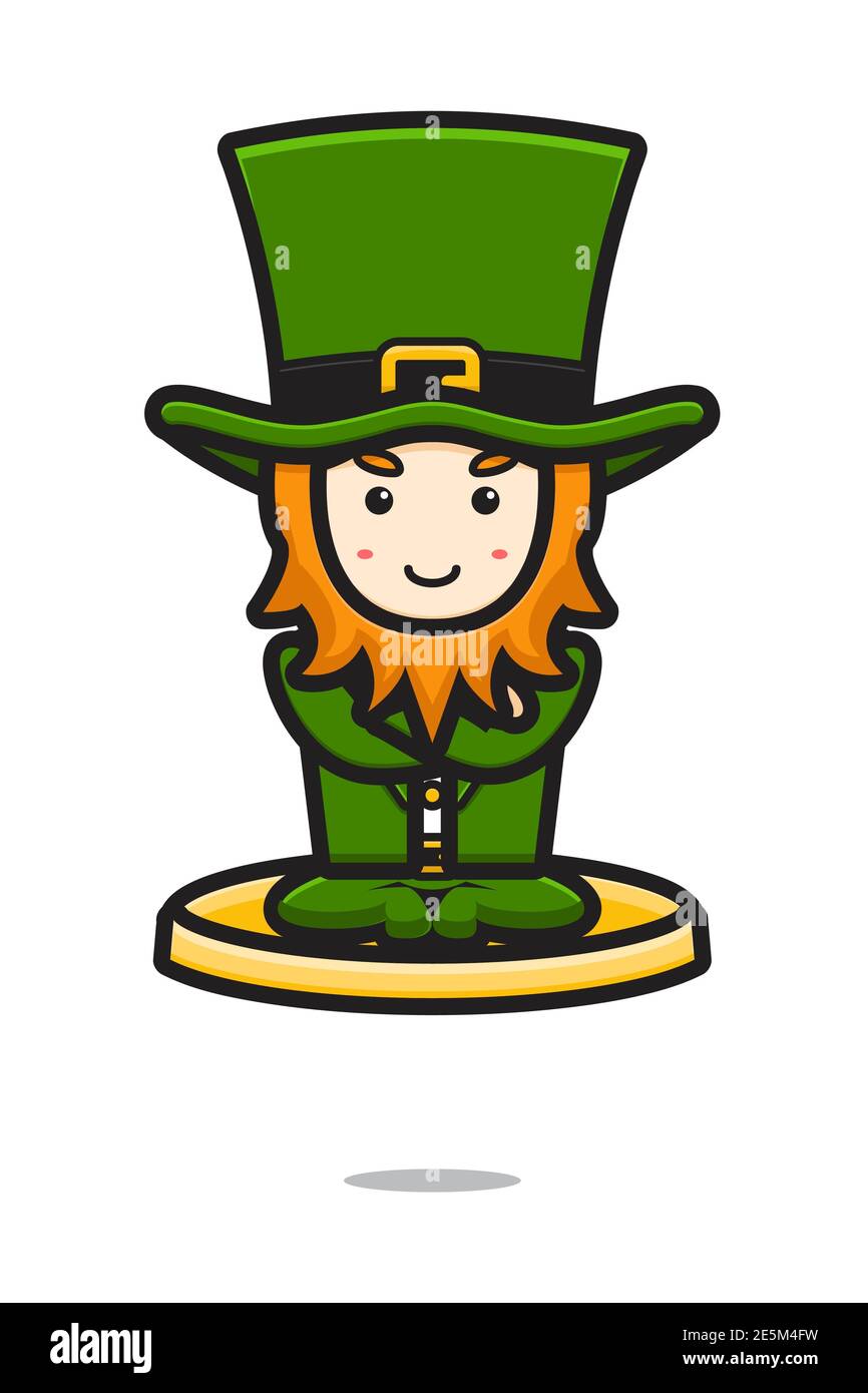 Niedlichen Kobold st. patrick Tag Charakter fliegen mit Goldmünze ...