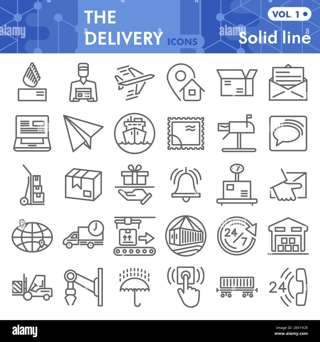 Lieferlinie Icon Set, Logistik Symbole Set Sammlung oder Vektorskizzen ... Lieferlinie Icon Set, Logistik Symbole Set Sammlung oder Vektorskizzen ...
