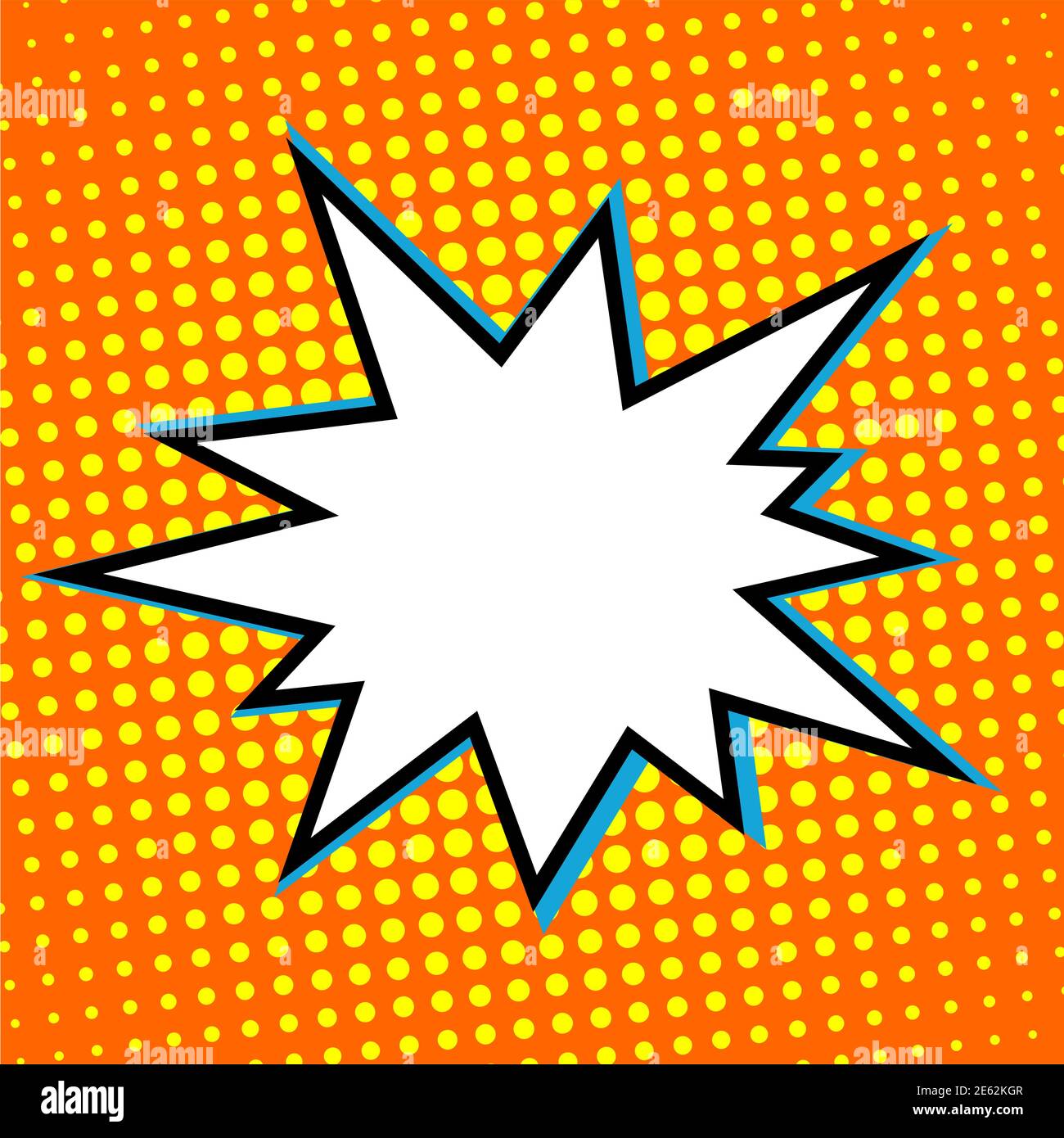 Explosives Blitzlicht im Pop-Art-Stil. Vorlage mit Leerzeichen. Cartoon ...