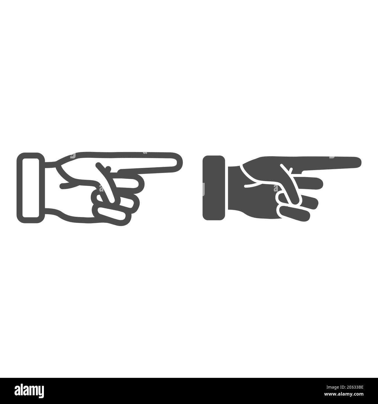 Zeigefinger Linie und solide Symbol, Hand Gesten Konzept, Aufmerksamkeit Hand Geste Zeichen auf ...