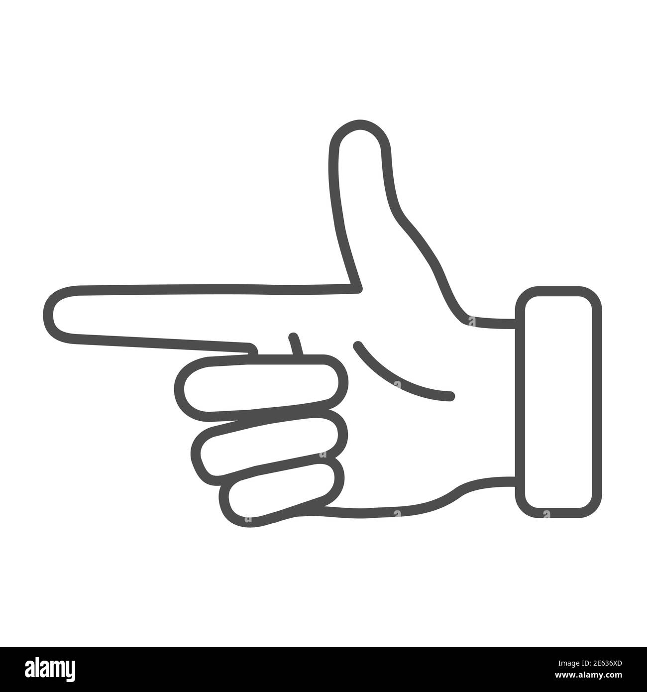 Zeiger Hand dünne Linie Symbol, Hand Gesten Konzept, Aufmerksamkeit Hand Geste Zeichen auf ...
