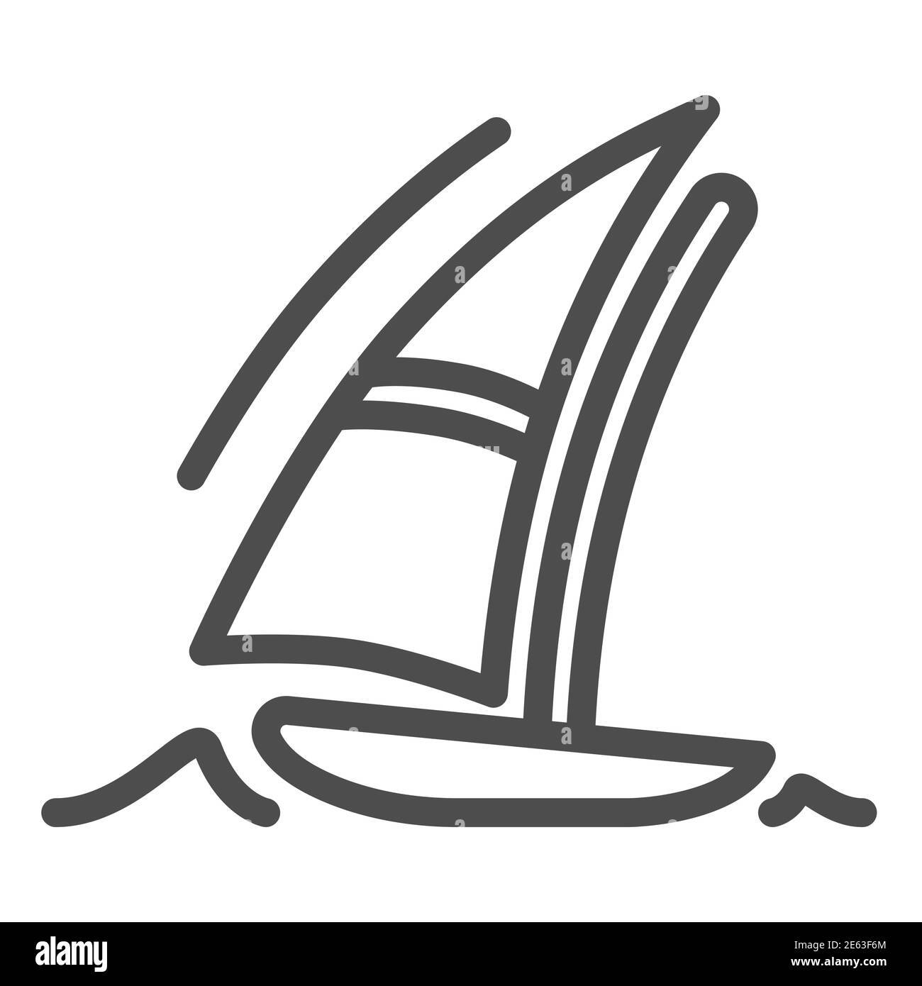 Segelboot Linie Symbol, Sommerurlaub Konzept, Boot und Meereswellen ...