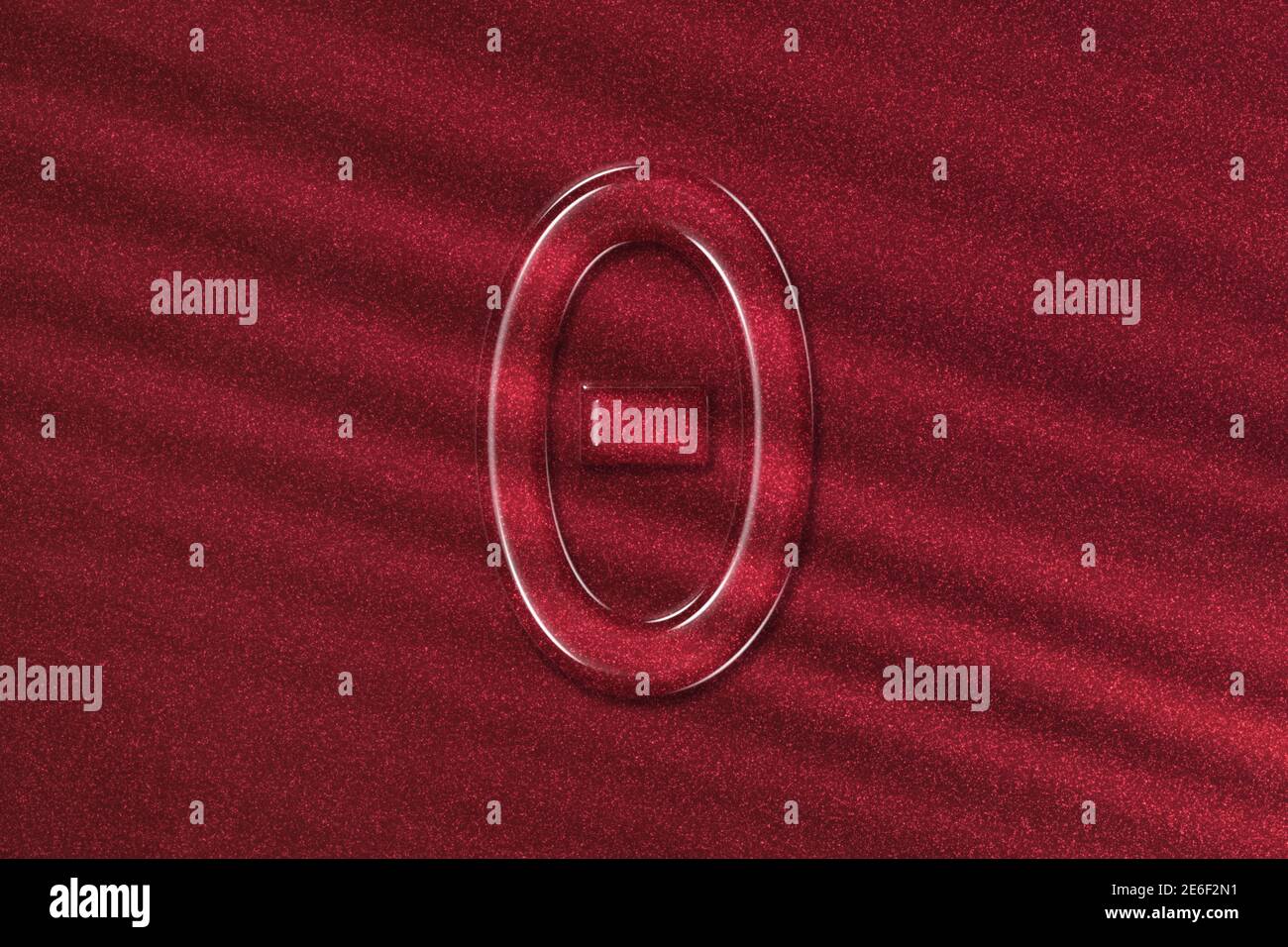 Theta-Schild. Theta-Buchstabe, griechisches Alphabet-Symbol, roter ...