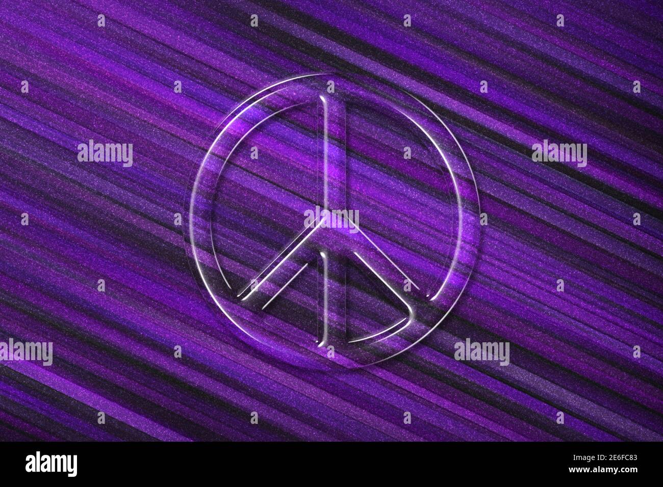 Friedenszeichen, Friedenssymbol, Hippie-Symbol, violetter Hintergrund ...
