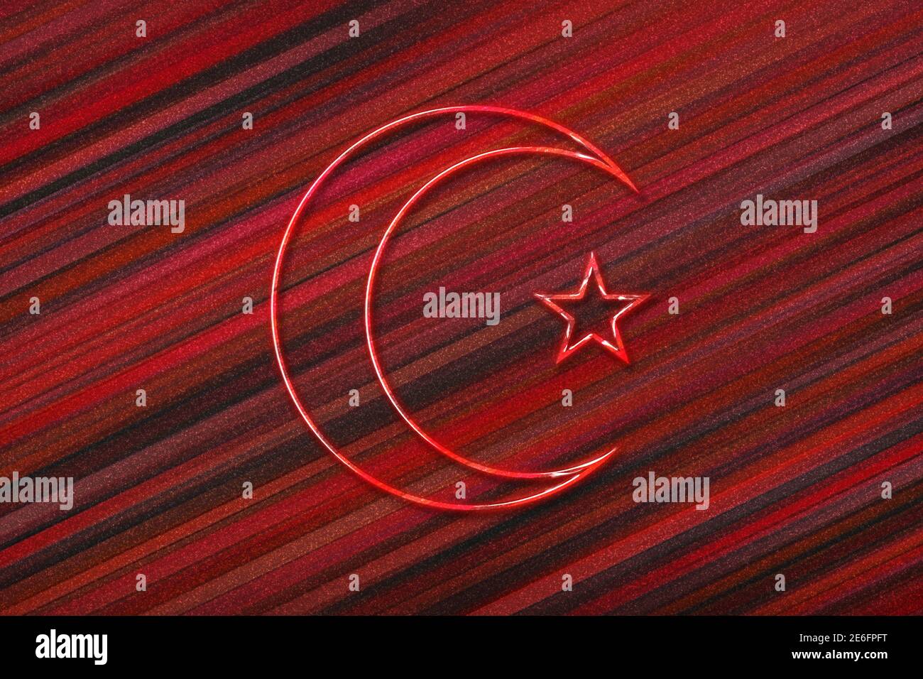 Mond und Stern Islam Symbol, islamisches Symbol, roter Hintergrund ...