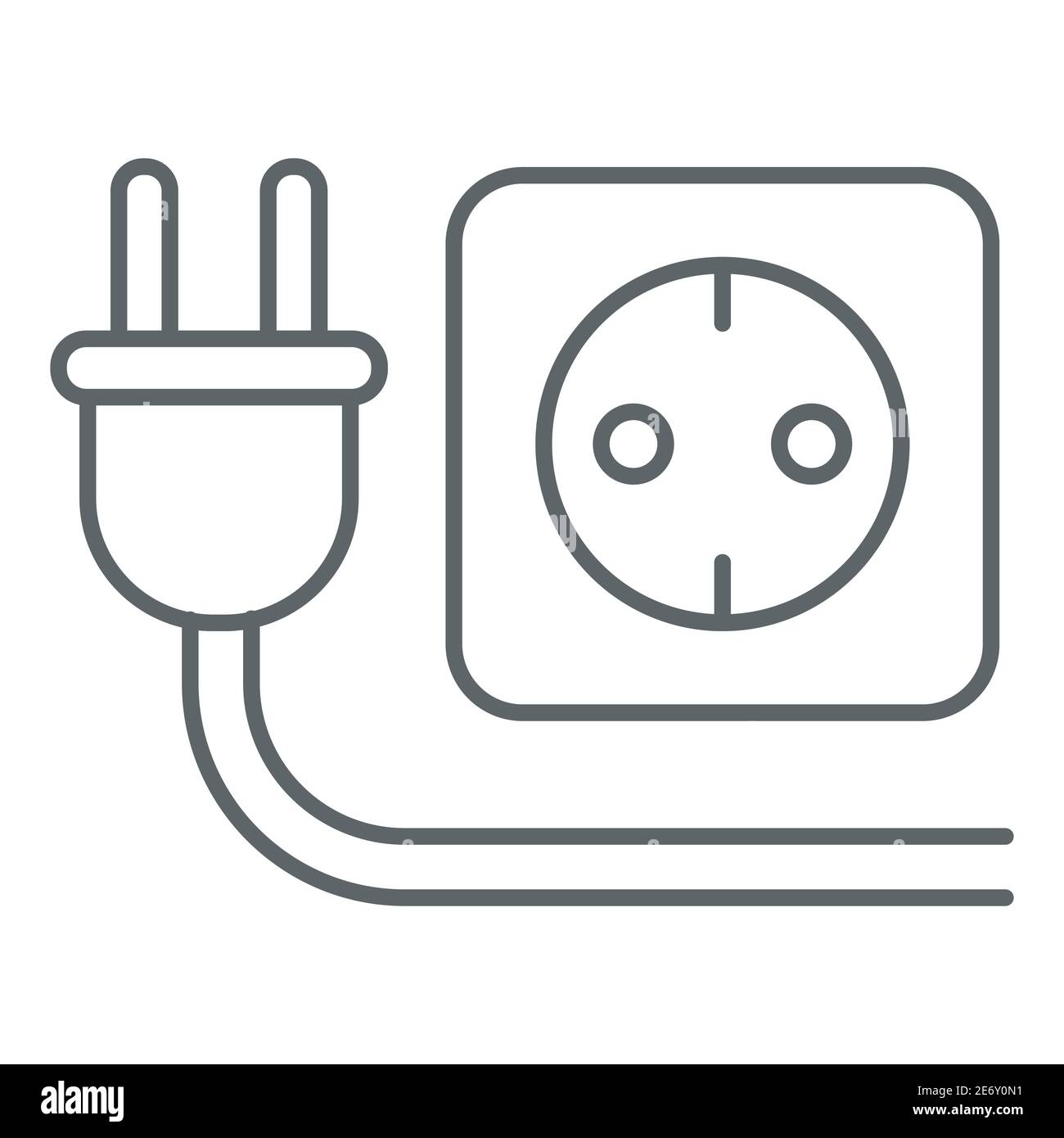 Stecker und Steckdose dünne Linie Symbol, Technologie-Konzept, Strom ...