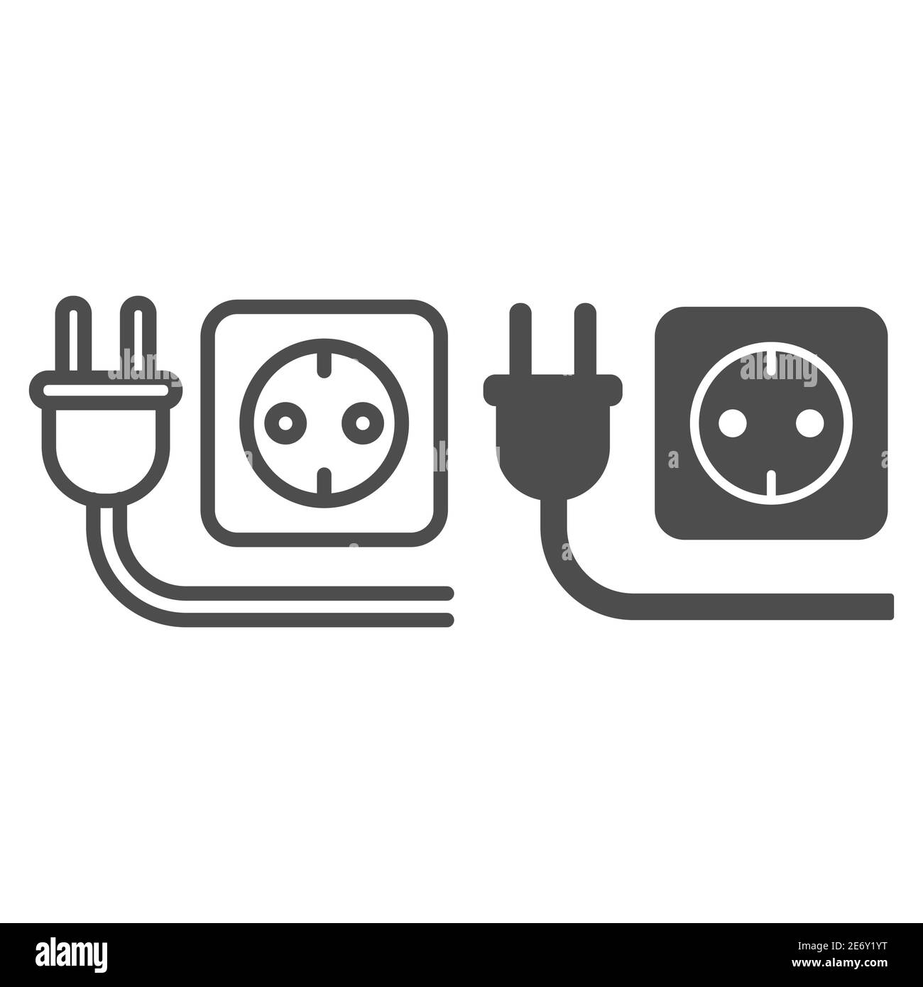 Stecker und Steckdose Linie und solide Symbol, Technologie-Konzept ...