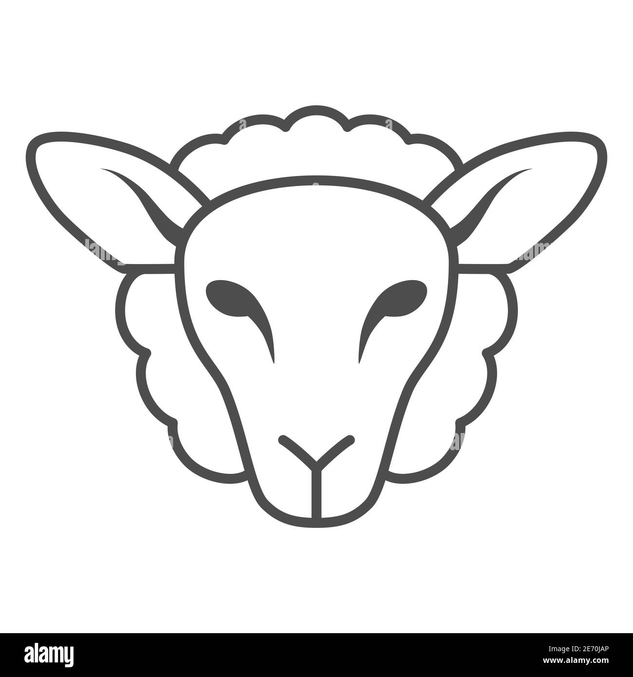 Schafkopf dünne Linie Symbol, Bauernhof Tiere Konzept, Lamm Zeichen auf ...