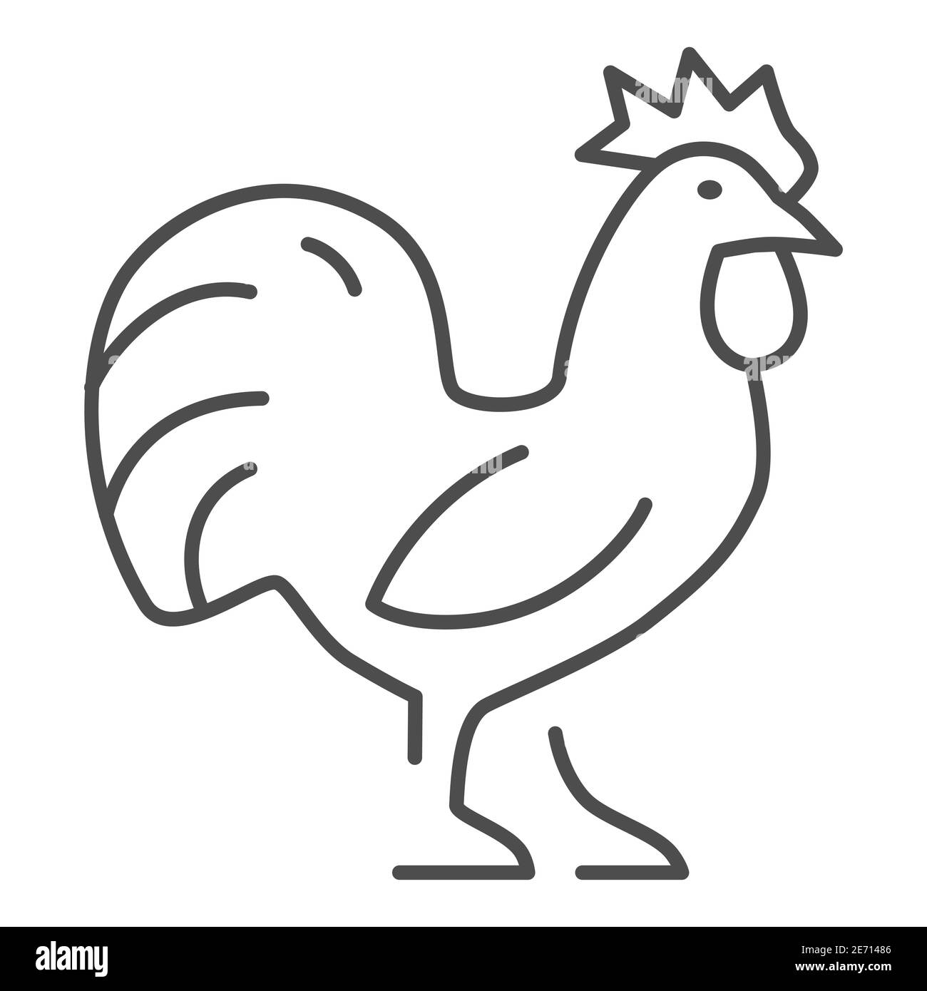 Hahn dünne Linie Symbol, Farm Tiere Konzept, Huhn Zeichen auf weißem ...