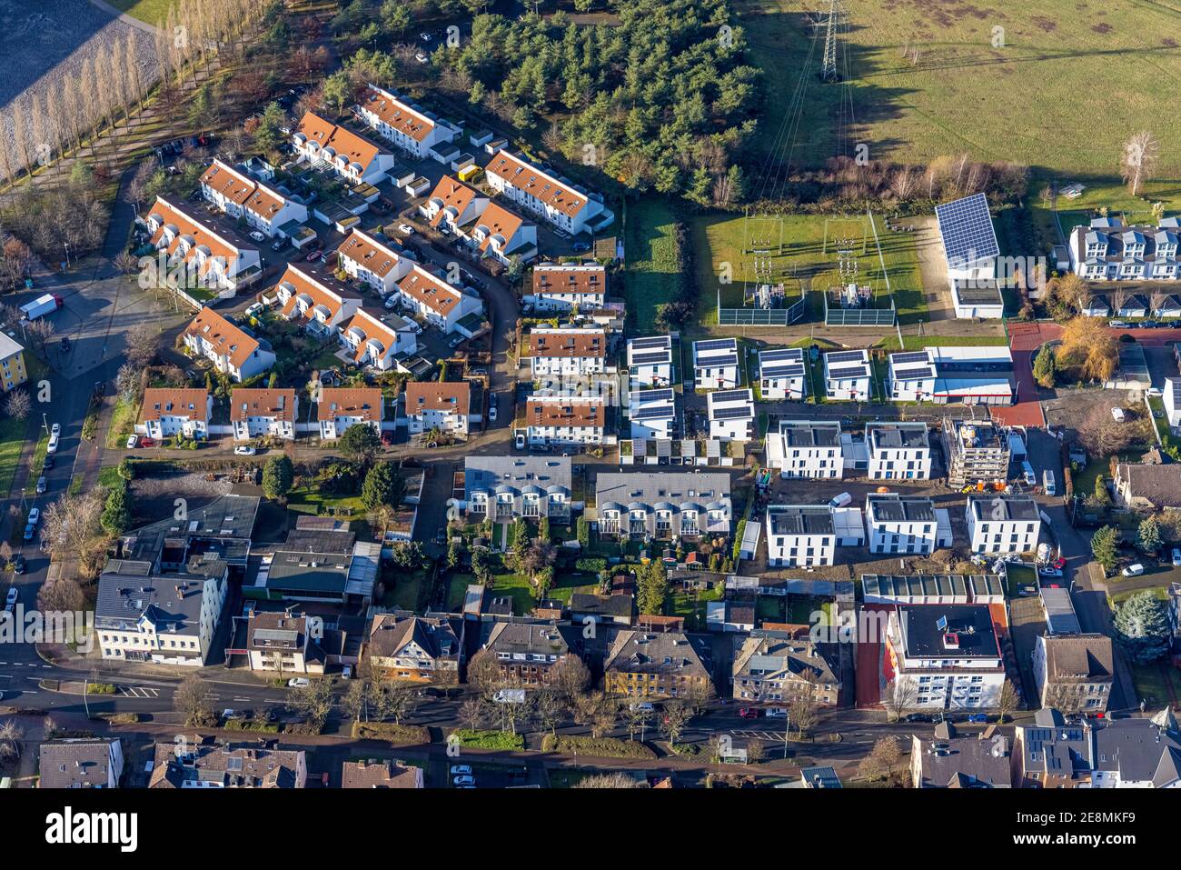Luftaufnahme, Baustelle neues Wohngebiet Henin-Beaumont-Straße, Sodingen, Herne, Ruhrgebiet ...