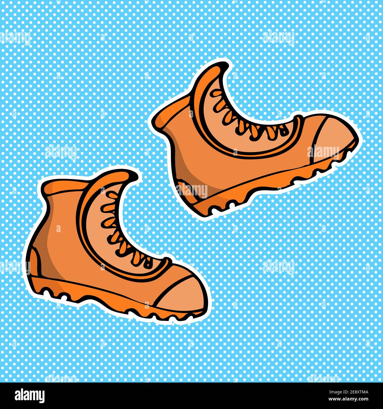 Wanderschuhe für Touristen. Ein Paar braune Stiefel. Vektor-Cartoon ...