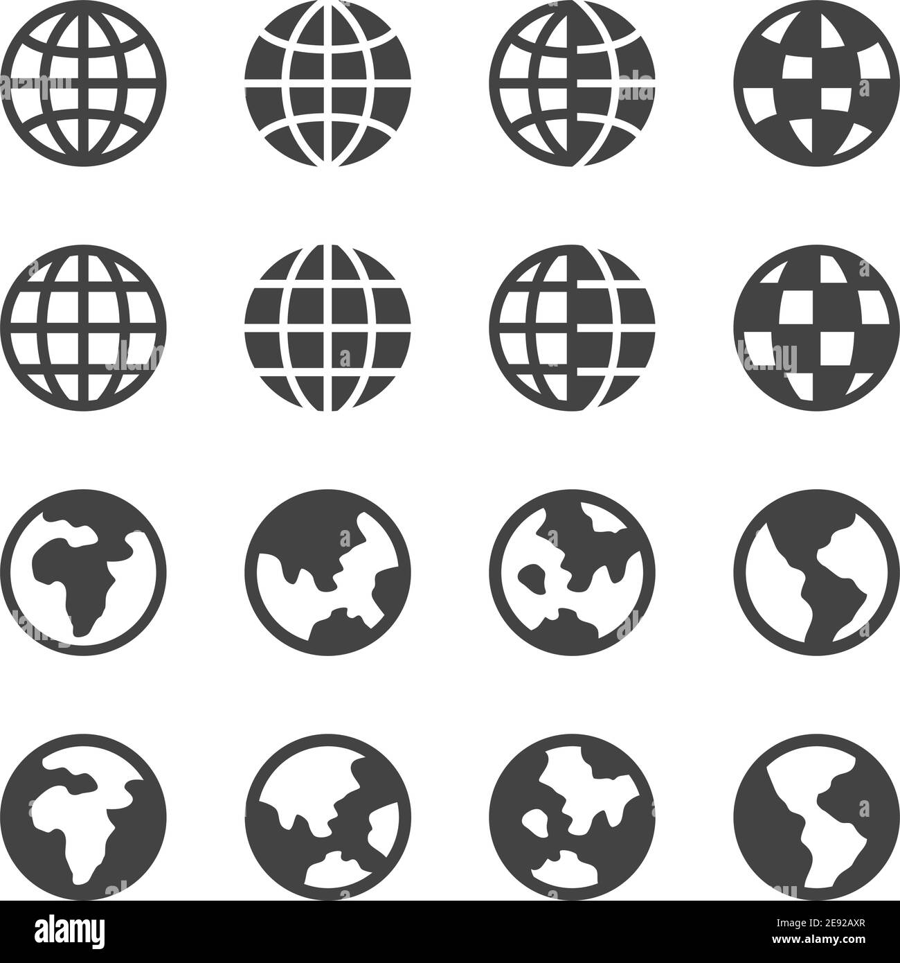 Erde, Welt, Globus Icon Set, Vektor und Illustration Stock-Vektorgrafik ...