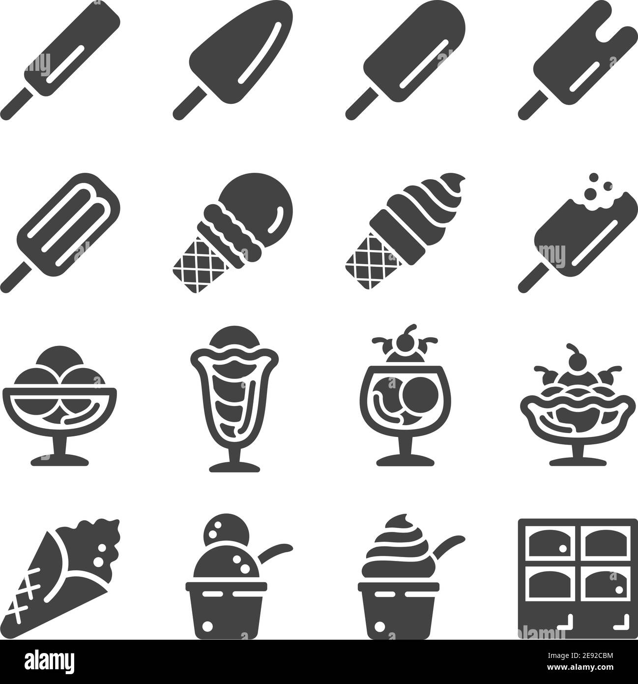 Eis Icon Set, solide und Glyphe Stil, Vektor und Illustration Stock ...