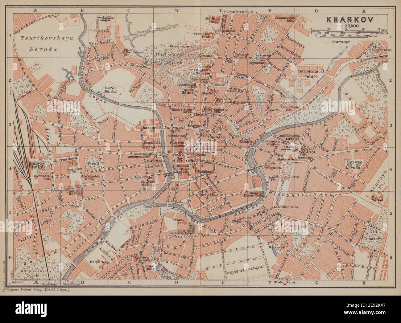 Charkow/Charkiw Stadt-/Stadtplan. Ukraine. Charkow. BAEDEKER 1914 alte ...