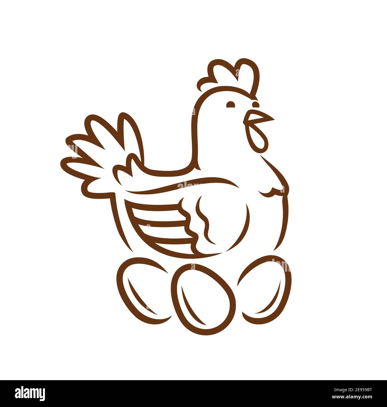 Henne legt Eier im Nest. Chicken Logo oder Symbol Vektor Stock ...