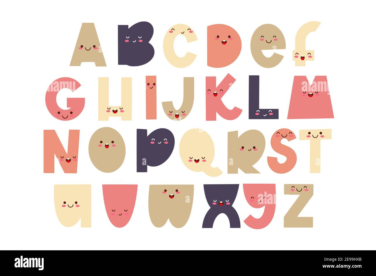 Kinder Schriftart im Cartoon-Stil. Lustige Buchstaben mit niedlichen ...