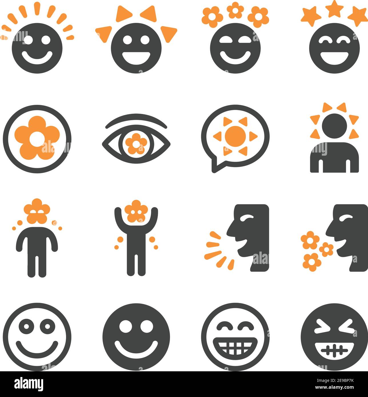 Happy Emotion Icon Set, Vektor und Illustration Stock-Vektorgrafik - Alamy