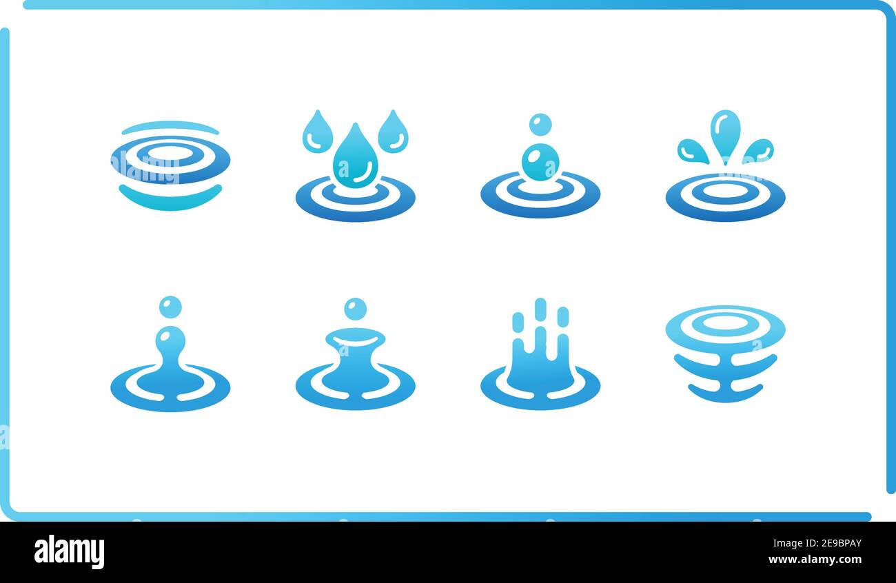 Bunte und Gradienten Wasser und Welligkeit Icon Set, Vektor und ...
