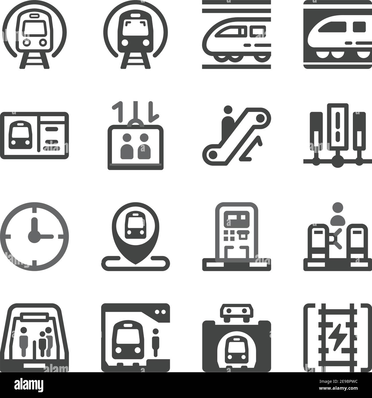 U-Bahn-und U-Bahn-Transport Symbol Set, Vektor und Illustration Stock ...