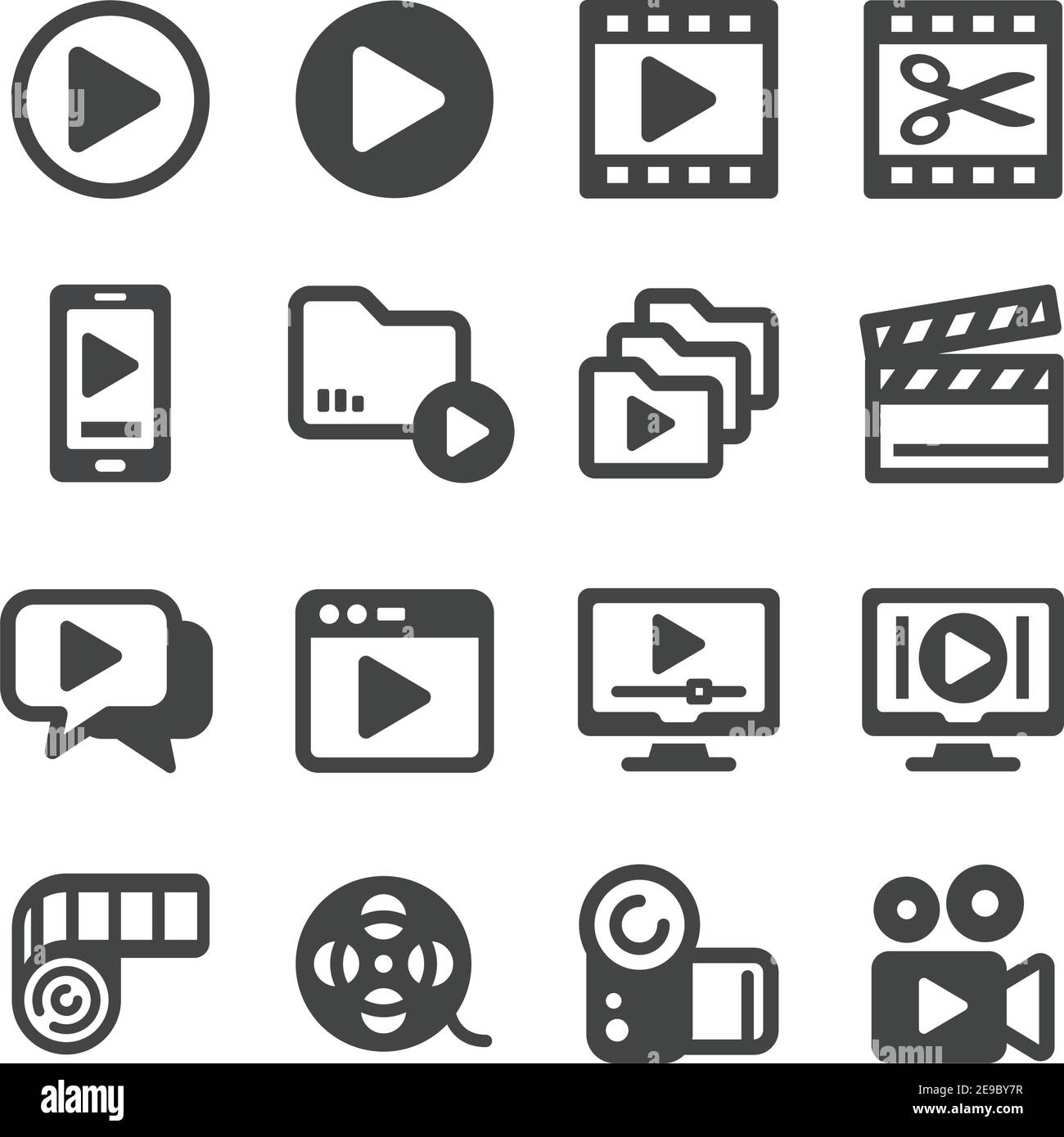 Video-Symbolsatz, Vektor und Illustration Stock-Vektorgrafik - Alamy