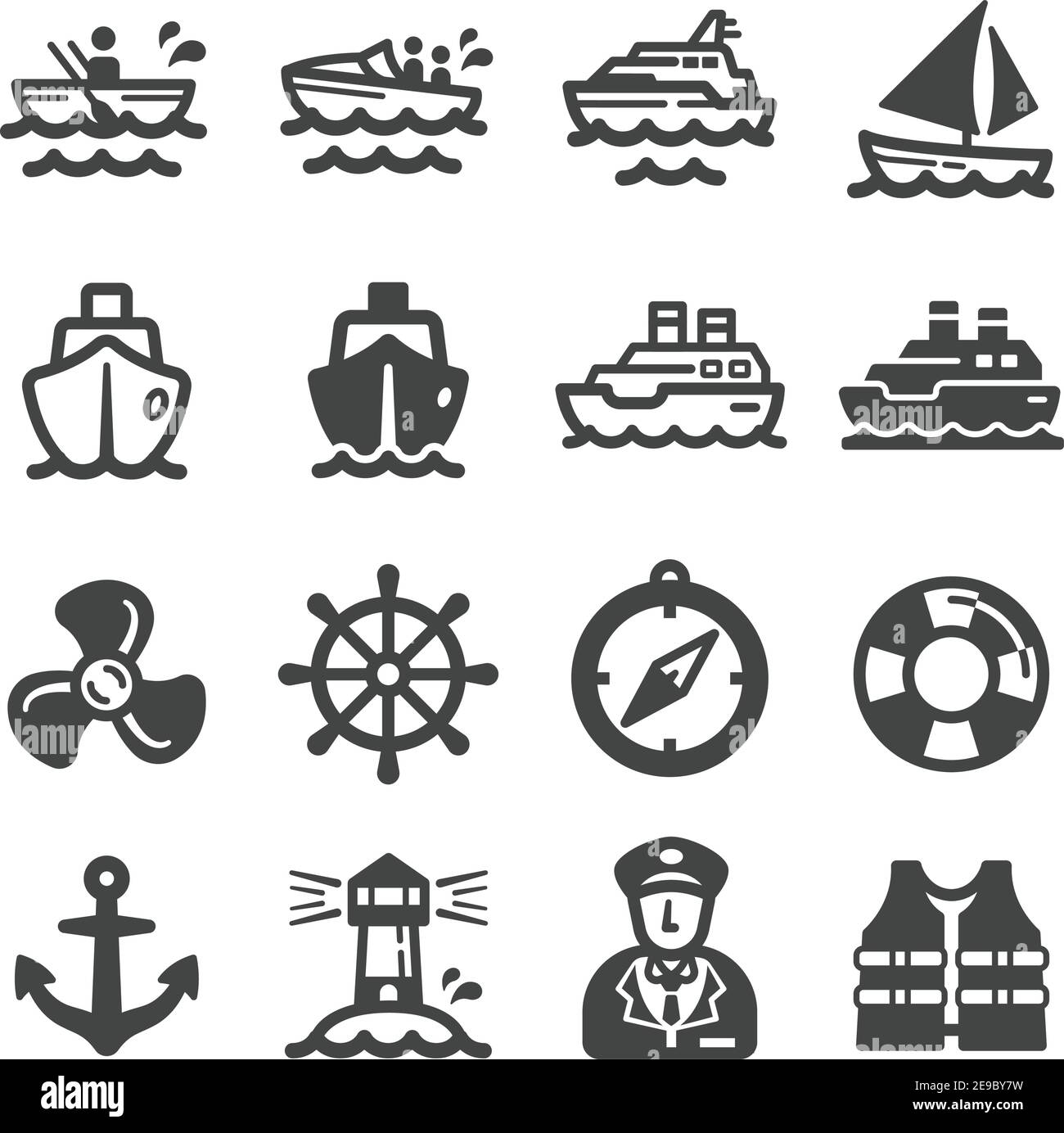 Schiff, Boot Icon Set, Vektor und Illustration Stock-Vektorgrafik - Alamy