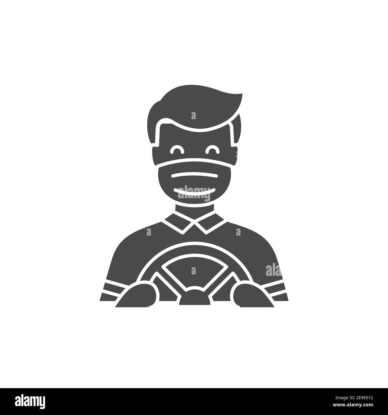 Maskierter Fahrer, der das schwarze Glyphsymbol fährt. Sicheres Reisen ...