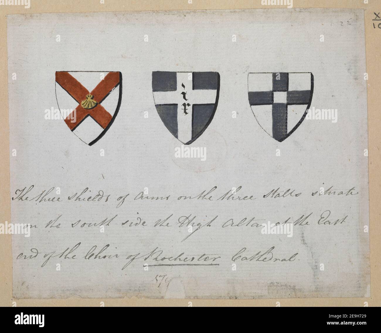 Die drei Wappen auf den drei Ständen auf der Südseite des Hochaltars am ...