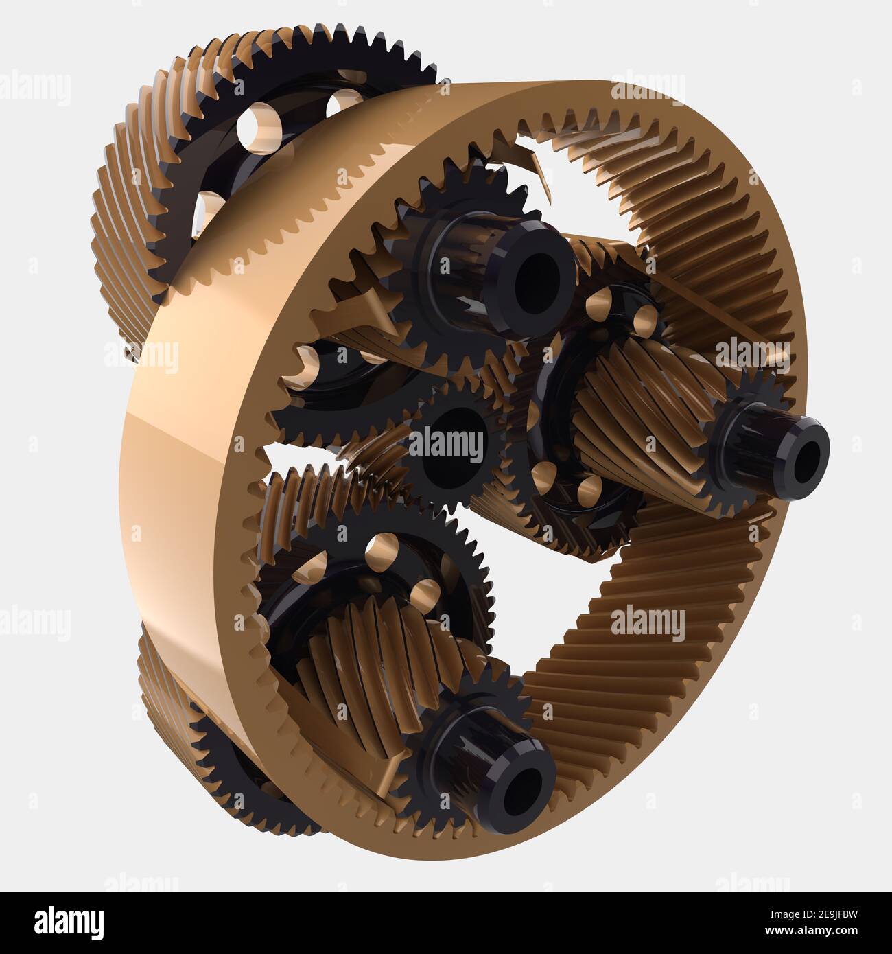 Die Zahnräder des Getriebes sind auf dem Hintergrund isoliert. 3D ...