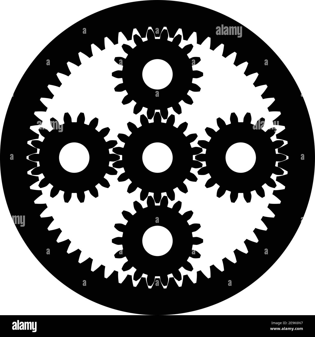 Planetengetriebe Mechanisches Getriebe. Silhouettenvektor Stock ...