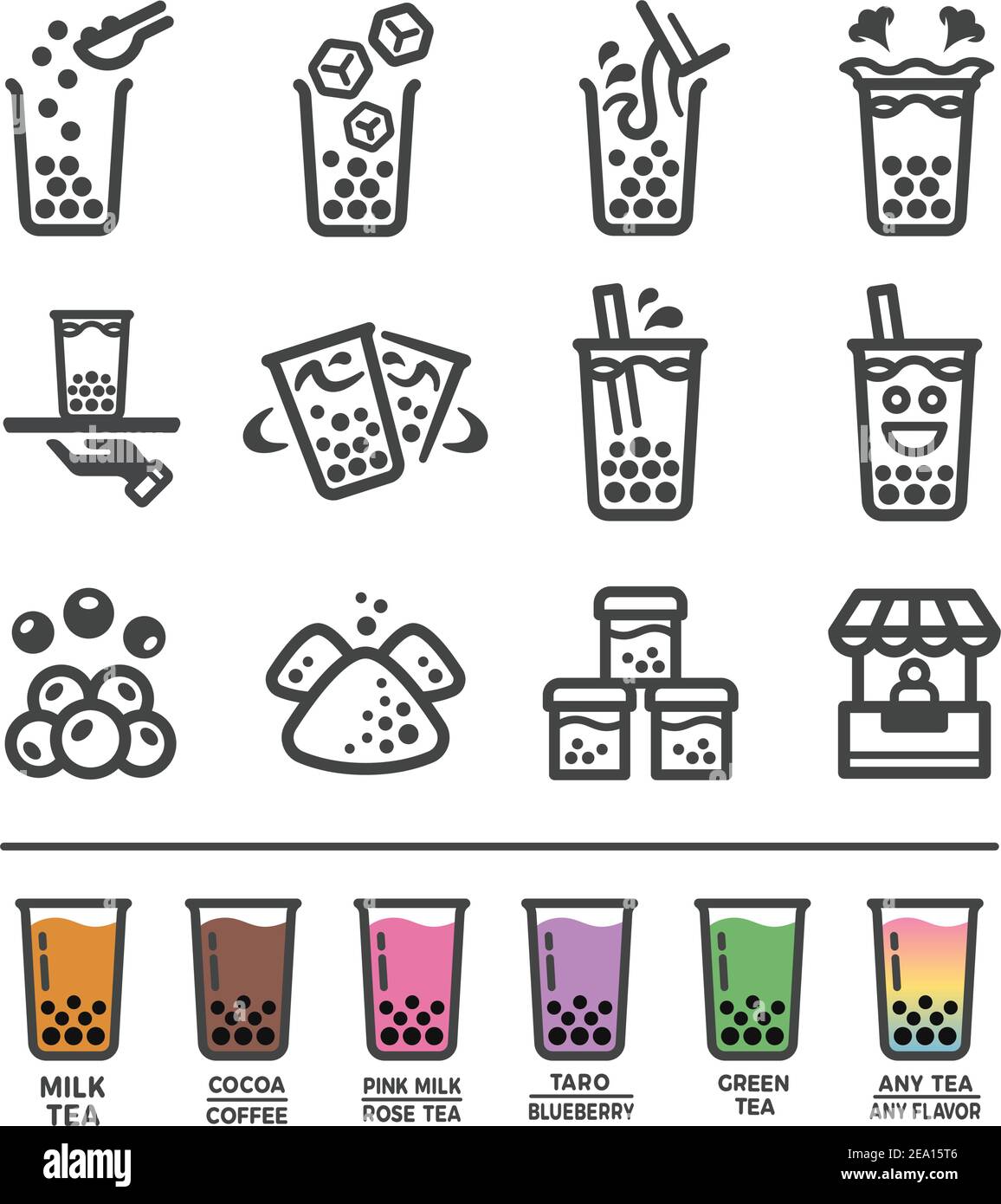 Bubble Milch Tee Symbol Set, Vektor und Illustration Stock-Vektorgrafik ...