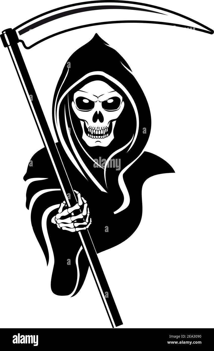 Tod Zeichen auf weißem für Tattoo Design isoliert Stock-Vektorgrafik ...