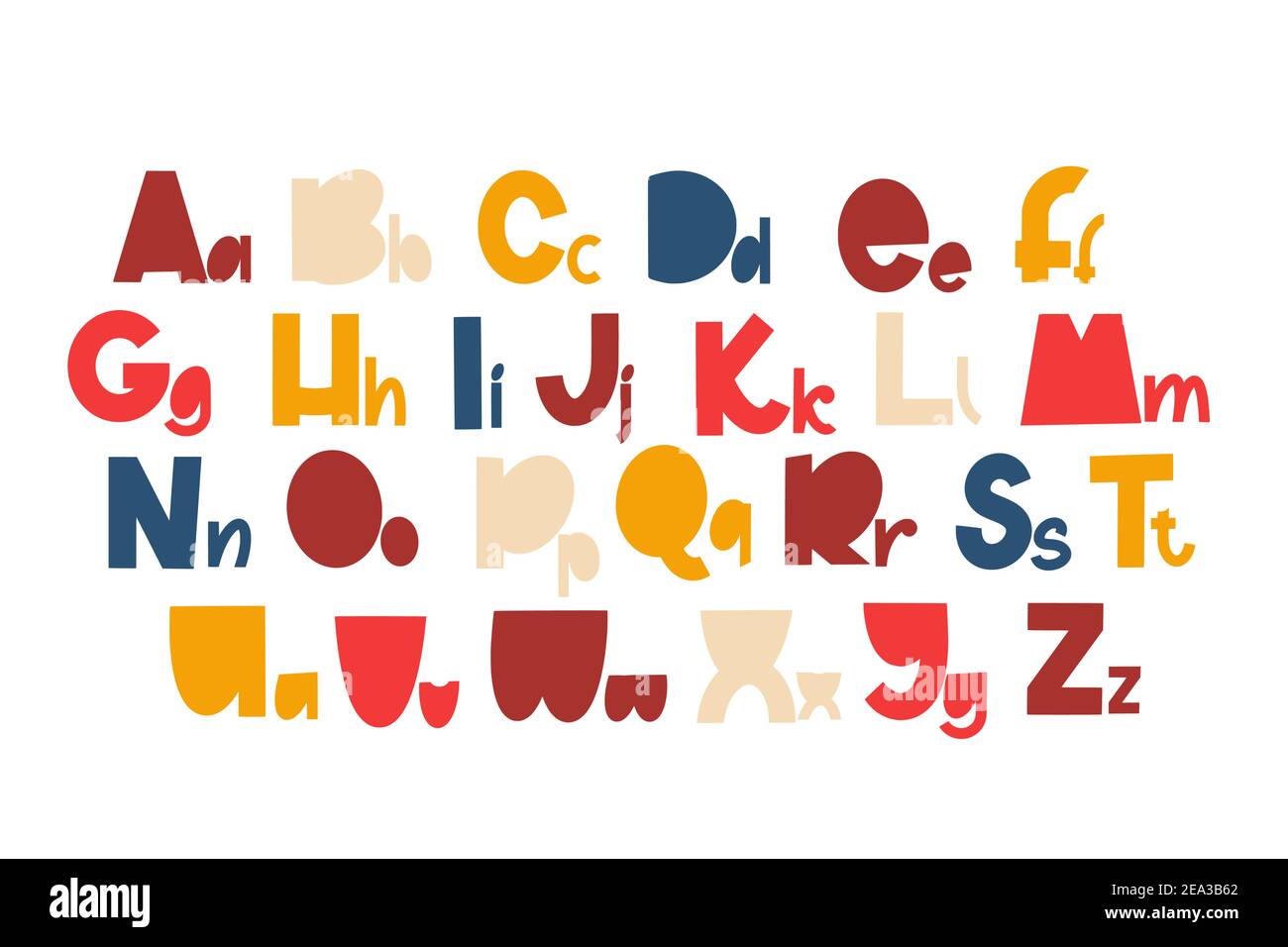 Kinder Schriftart im Cartoon-Stil. Farbenfrohe Typografie ...