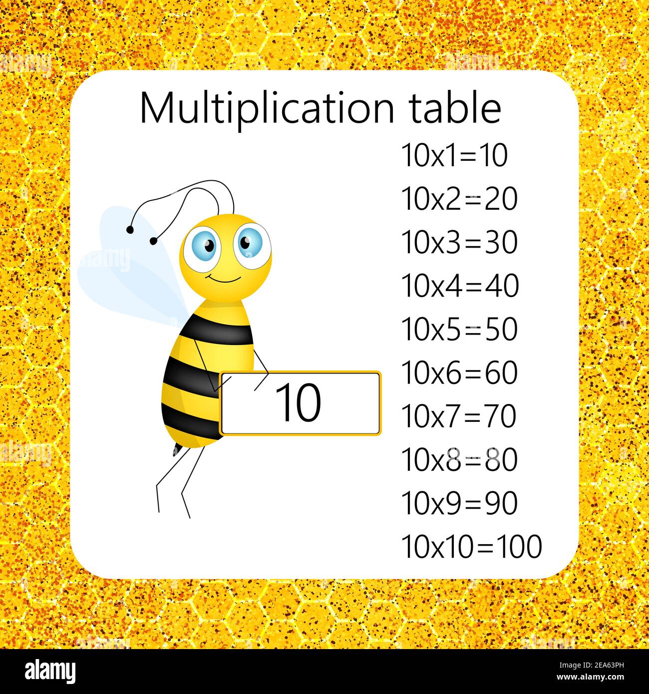 Multiplikation Quadrat. Schule Vektor Illustration Wuth Biene ...