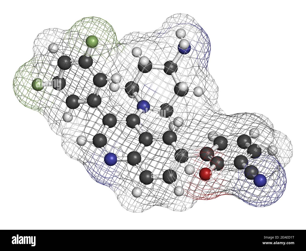Paltusotine acromegaly Drug Molecule. 3D Rendern. Atome werden als ...