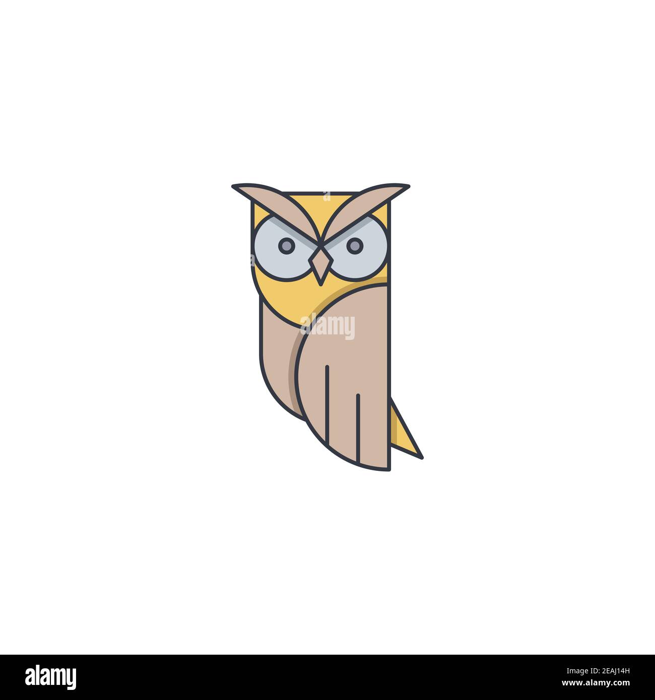 Eule Vogel Symbol, Farbe, Linie, Kontur Vektor-Zeichen, lineare Stil ...