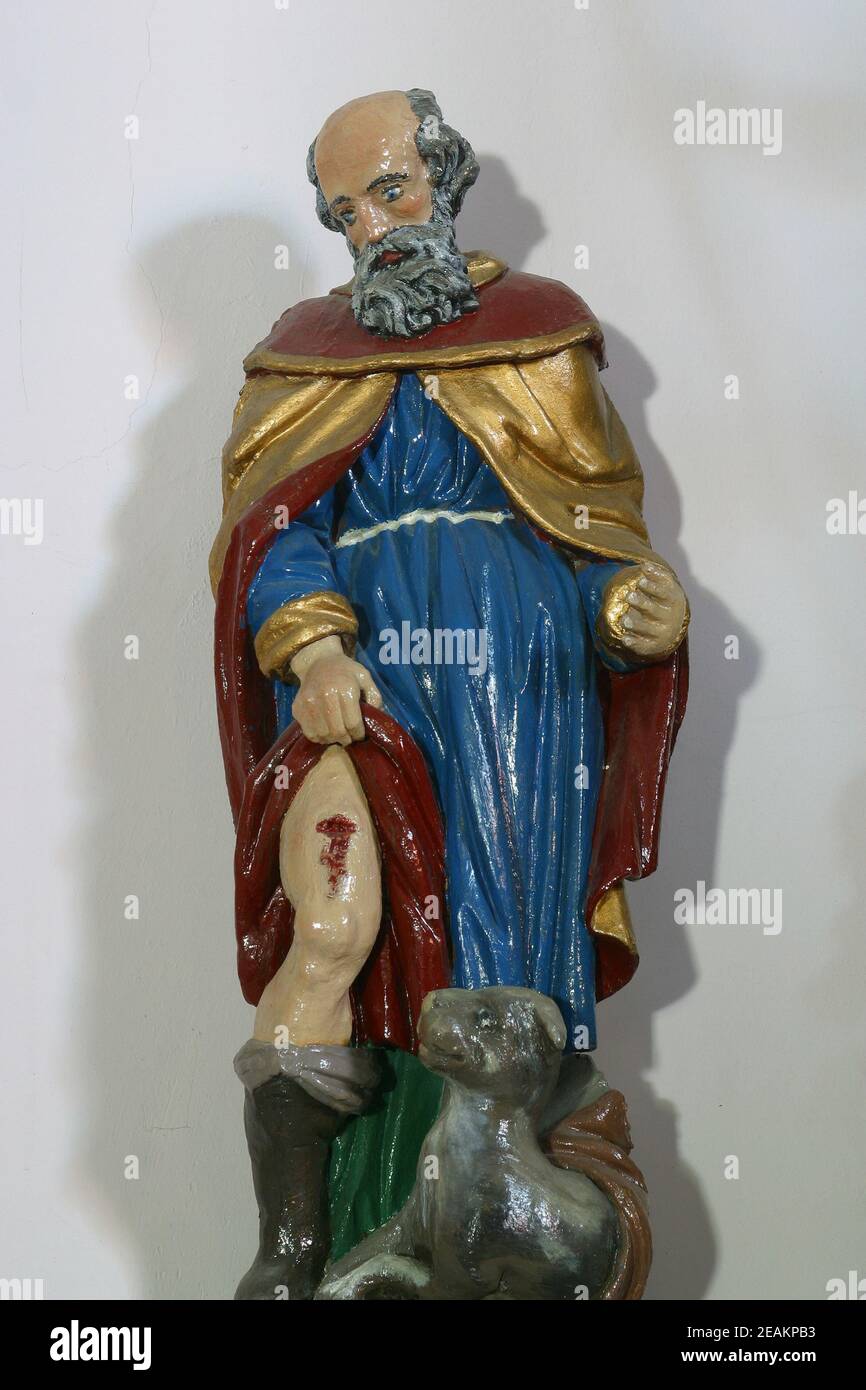 Saint Roch, Statue auf dem Hochaltar in der Allerheiligen Kirche in der ...