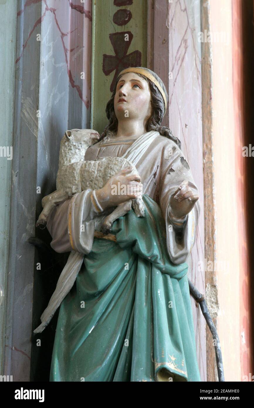 Die hl. Agnes von Rom, Statue auf dem Altar des Heiligen Antonius von ...