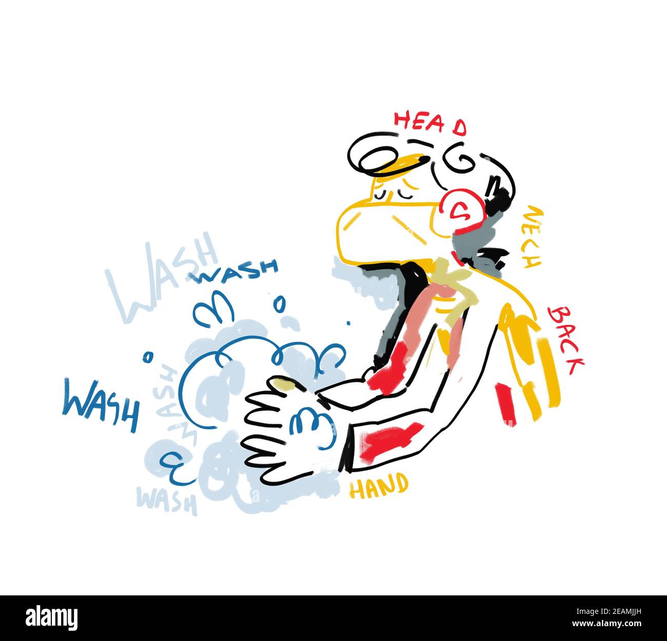 Junge waschen Hand, minimalistisch und lustige Illustration. Moderne ...