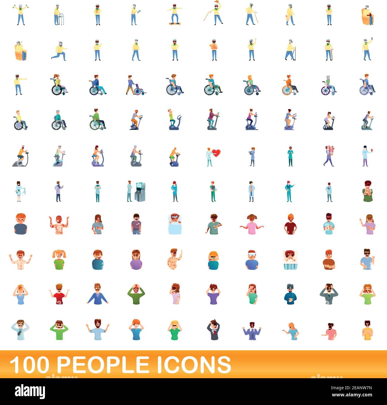 100 Personen Symbole gesetzt. Cartoon Illustration von 100 Personen ...