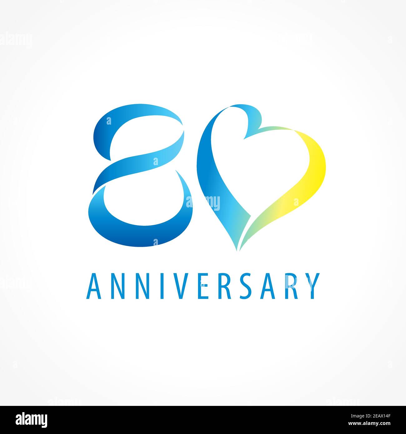 Jubiläum 80 Jahre alte Herzen feiern Vektor-Ziffer Logo ...