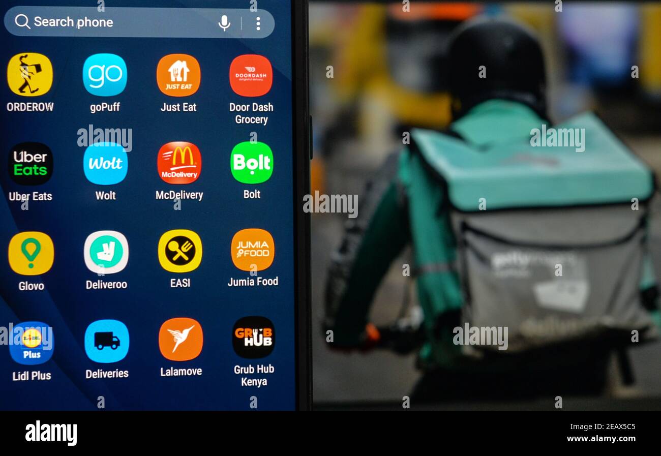 In dieser Abbildung sind die Logos von Orderow, goPuff, Just Eat, Door Dash, Uber Eats, Wolt ...