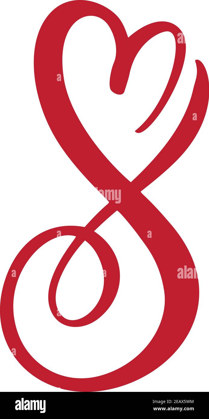 Rotes Acht-Logo der Nummer 8 vom März. Zur Gratulation Kalligraphie ...