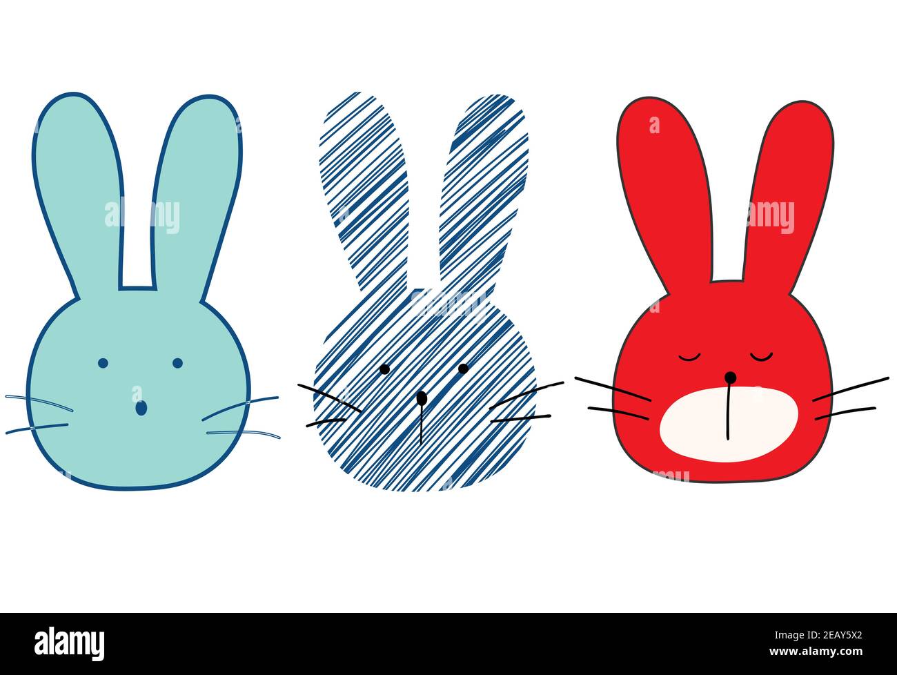 Set von niedlichen Hasen kawaii svg. Baby Tier Cliparts. Cartoon ...