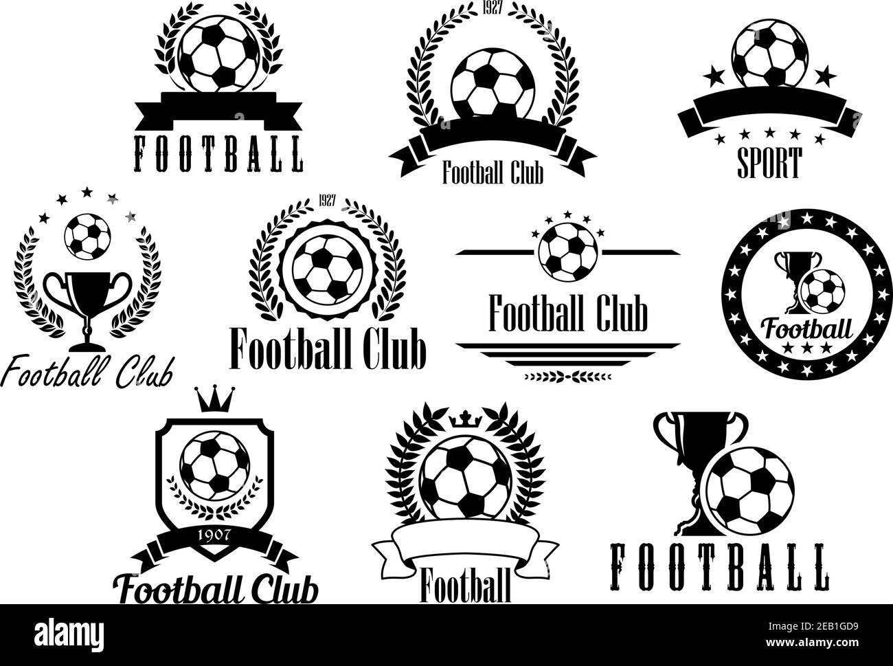 Kreative Fußball oder Fußball schwarz-weiß Embleme, Symbole, Symbole ...