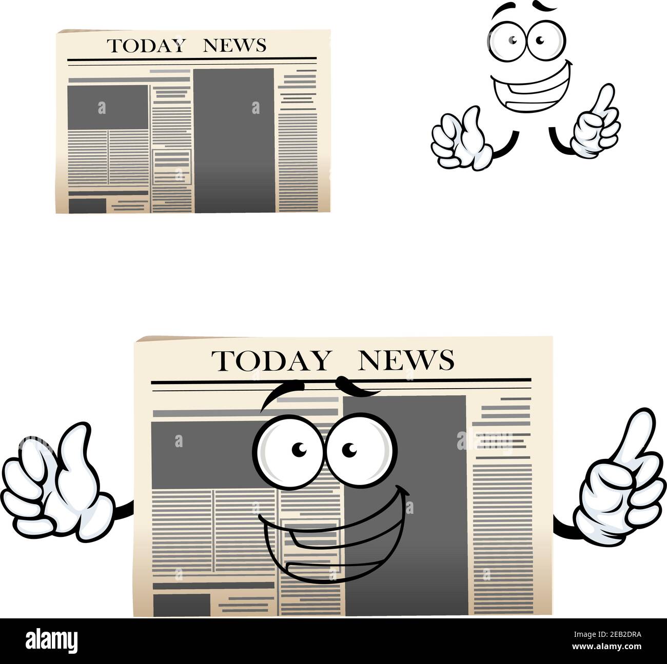 Cartoon Morgen Tageszeitung Cartoon Charakter mit Kopfzeile heute ...