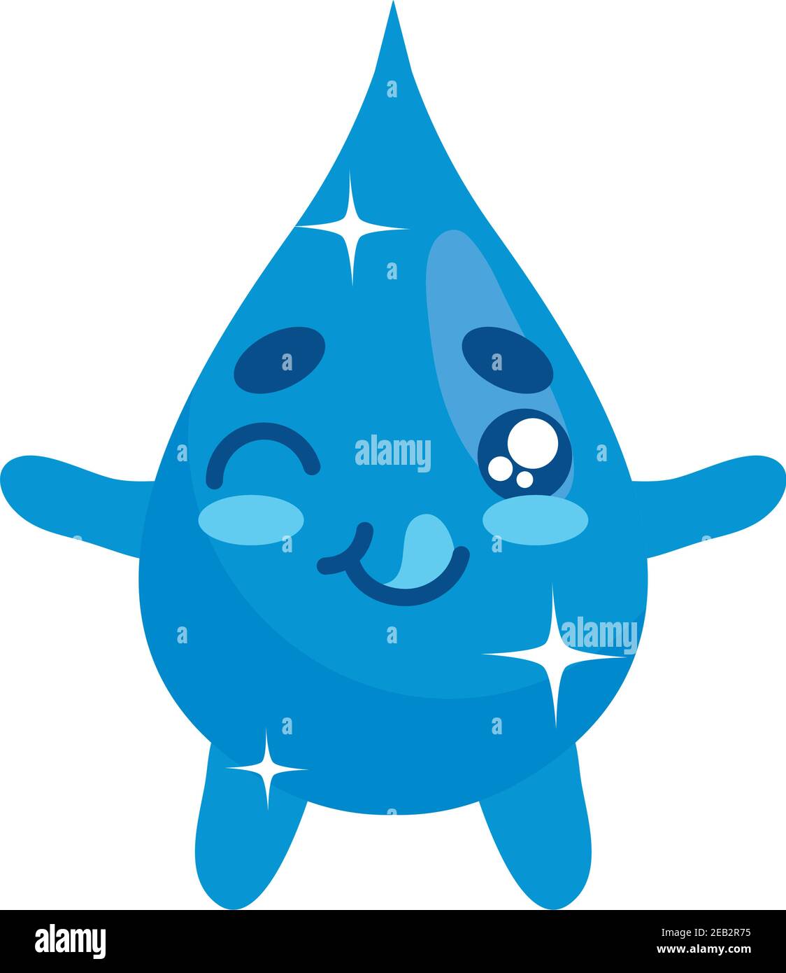 Cartoon Wassertropfen Symbol auf weißem Hintergrund, buntes Design ...